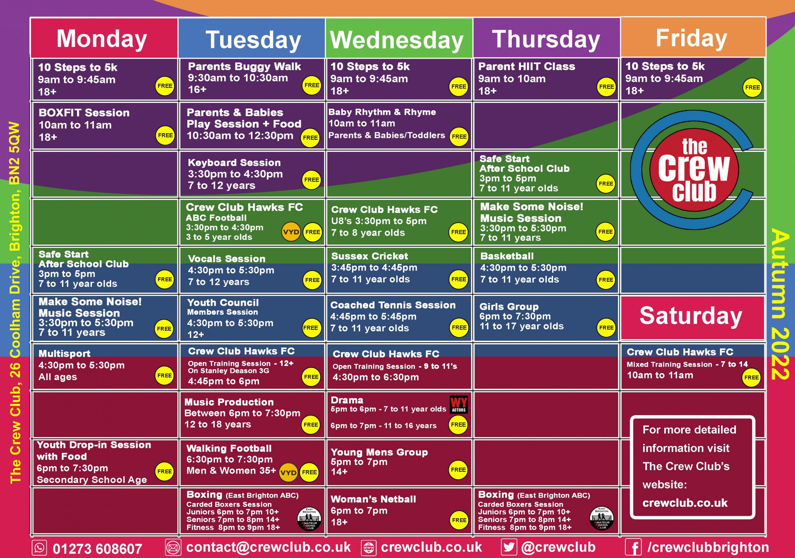 New Autumn Timetable - The Crew Club